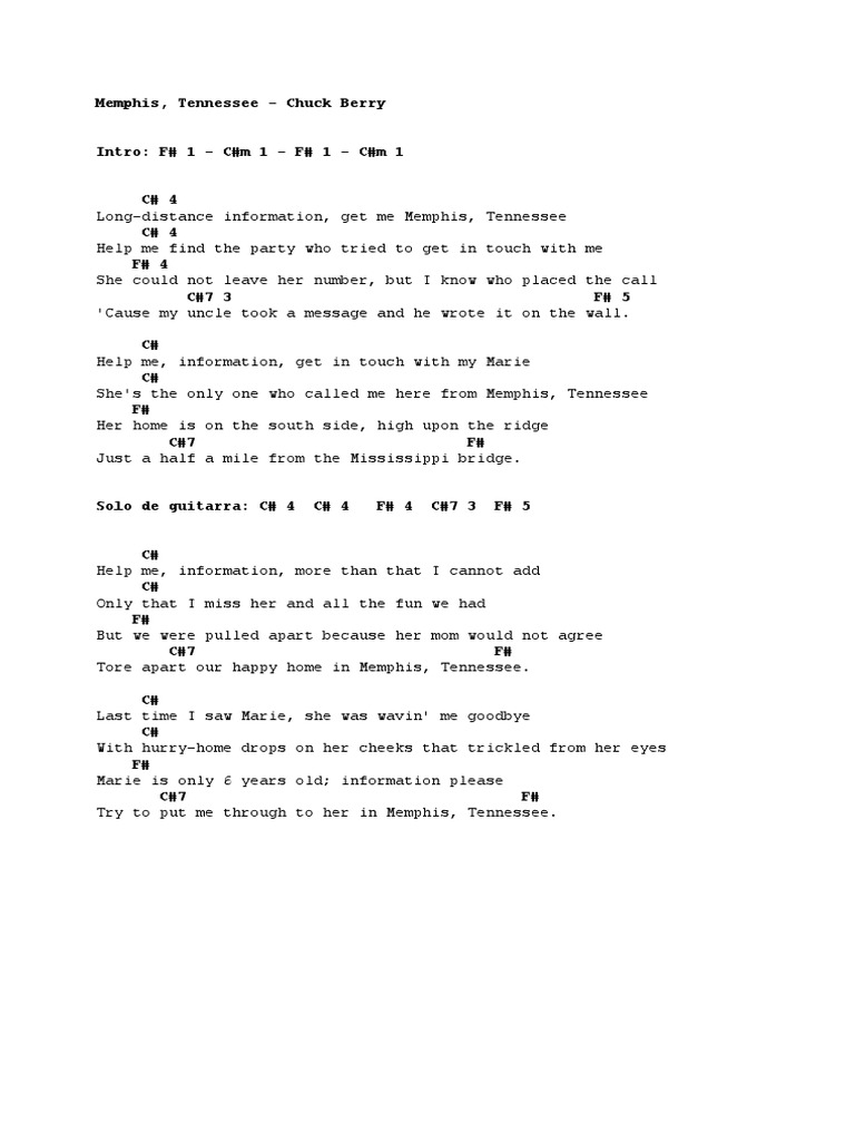 Memphis, Tennessee - Chuck Berry | PDF