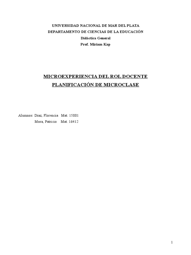 Planificación de Microclase - La Nonna | PDF | Maestros | Lectura (proceso)