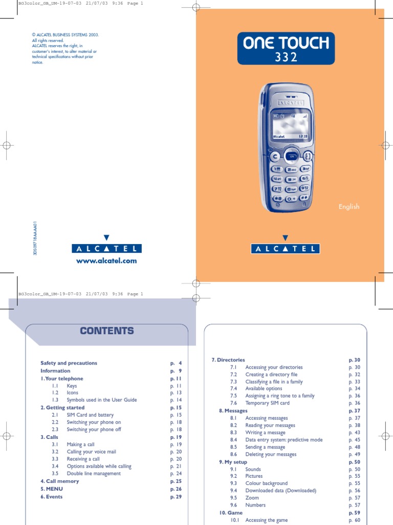 Alcatel 332 en | PDF | Mobile Phones | Telecommunications