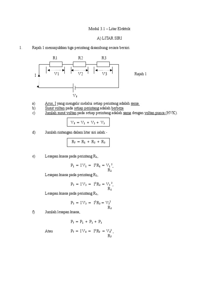 Nota Modul3.1 Litar Siri | PDF