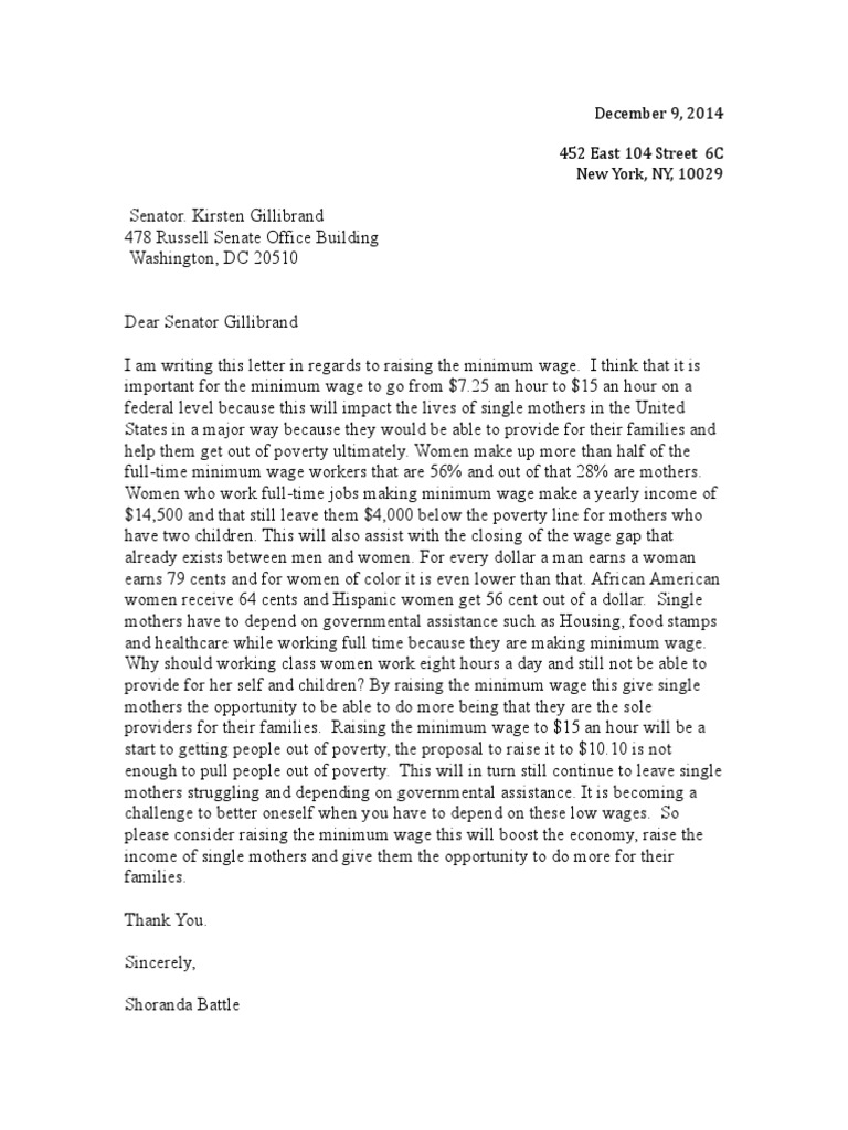 Raise Wage Letter | PDF | Minimum Wage | Wage