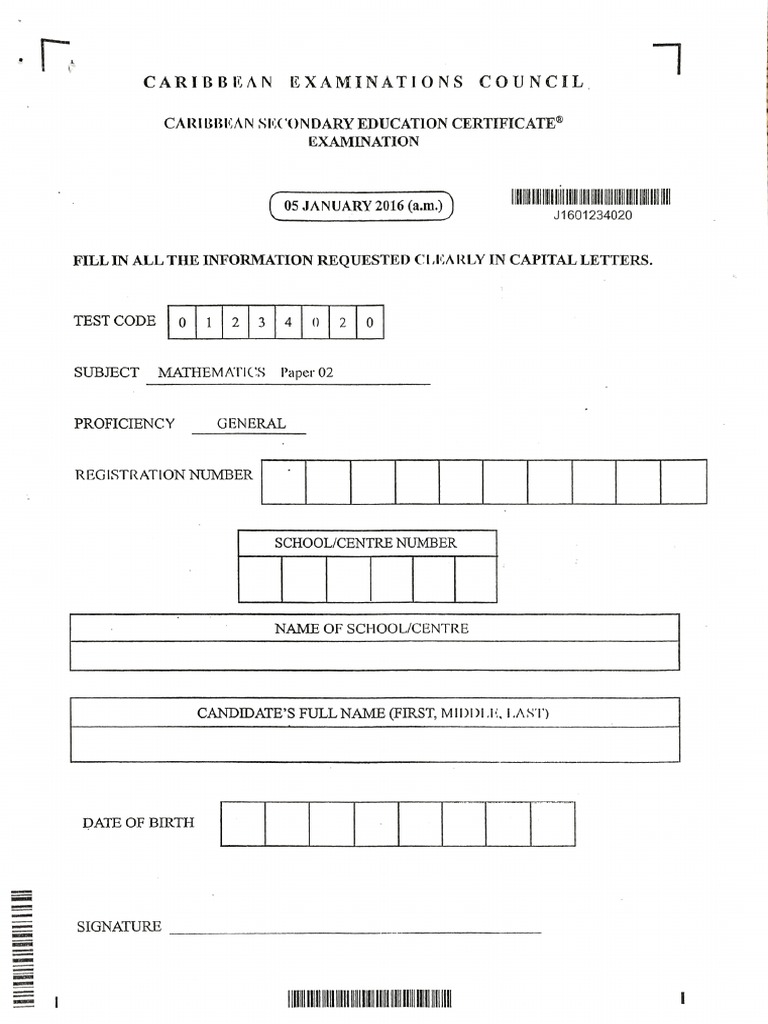 CSEC Maths January 2016 P2 | PDF
