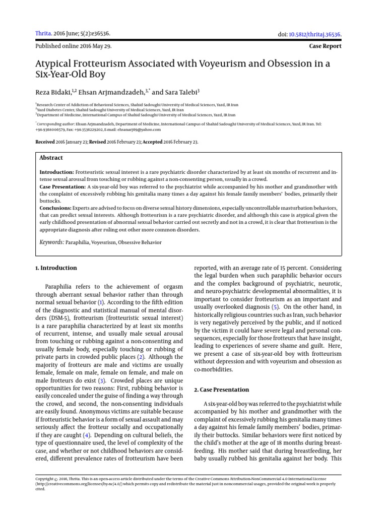 Atypical Frotteurism Associated With Voyeurism and Obsession in A Six ...