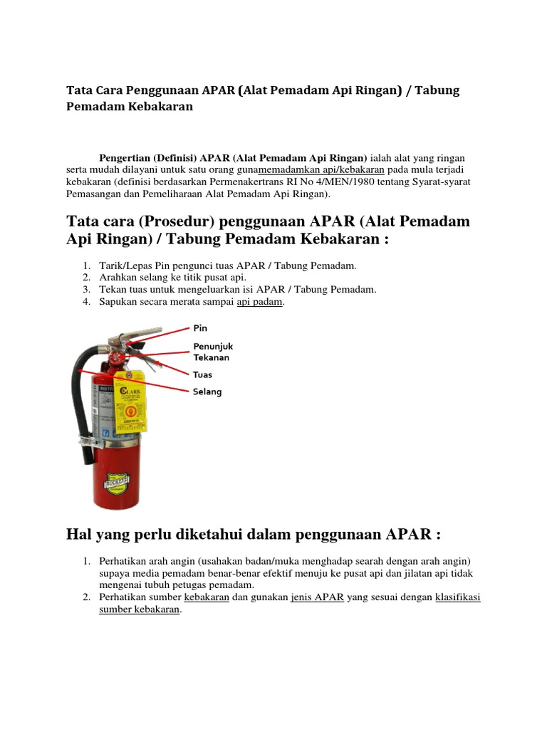 Tata Cara Penggunaan APAR | PDF