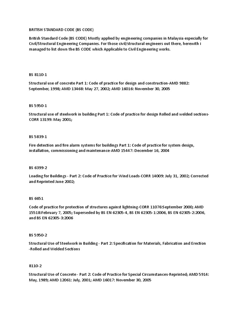 British Standard Code | Download Free PDF | Structural Steel | Concrete