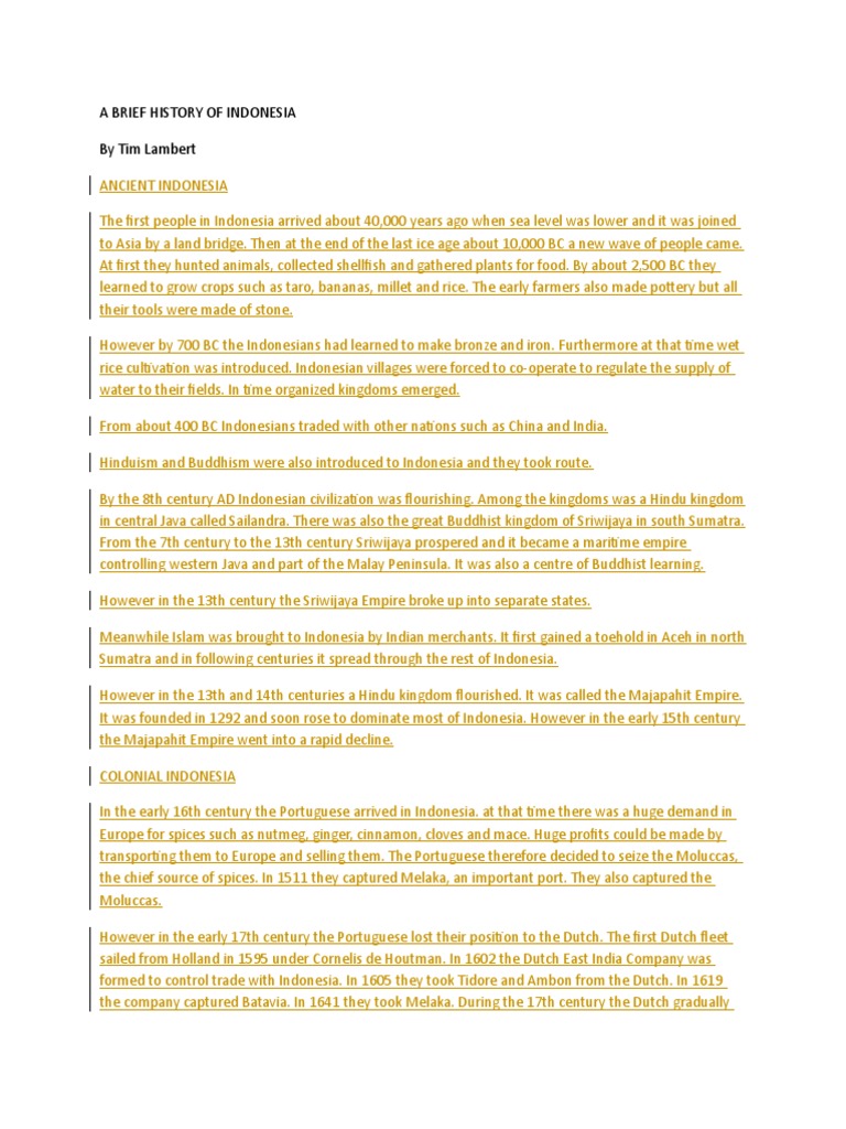 A Brief History of Indonesia | PDF
