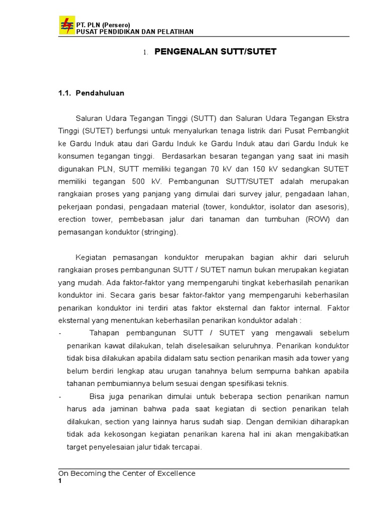 Pemasangan Konduktor Sutt & Sutet - Stringing | PDF