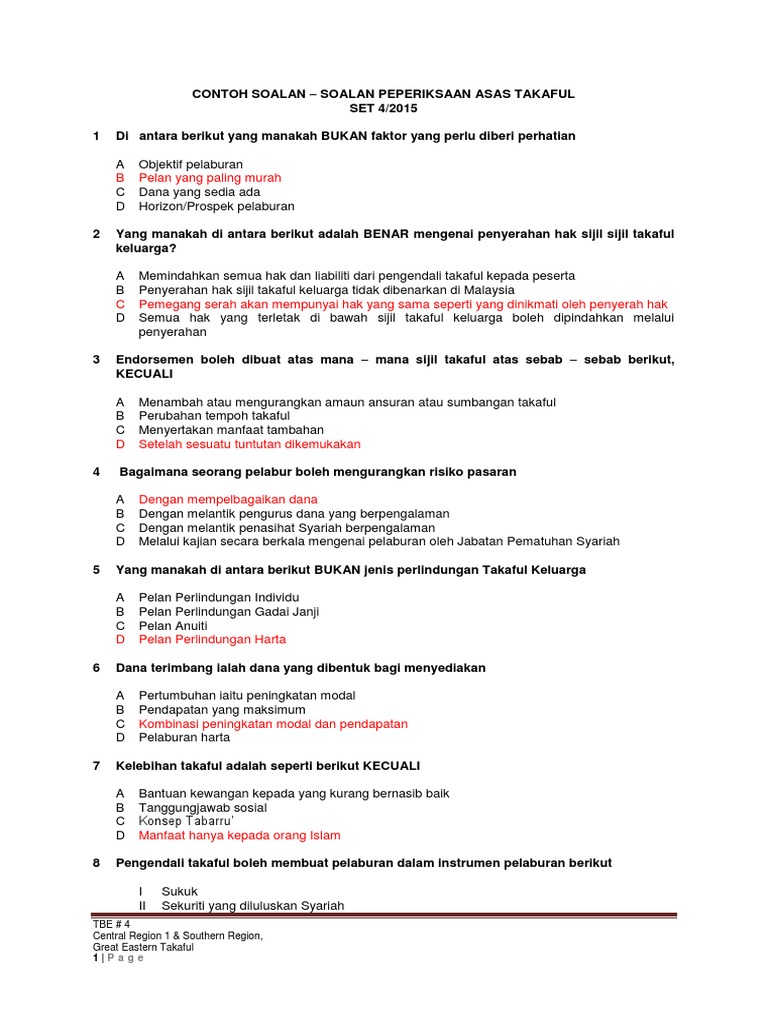Contoh Soalan TBE SET 4 | PDF