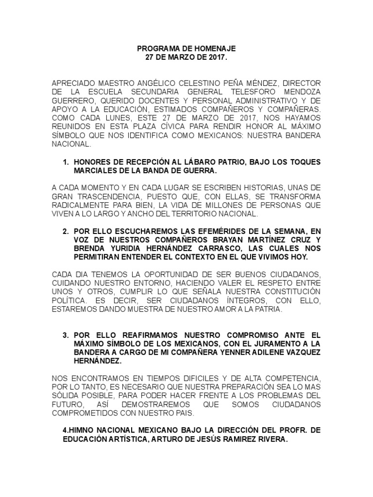 Programa de Homenaje 27 de Marzo | PDF | México
