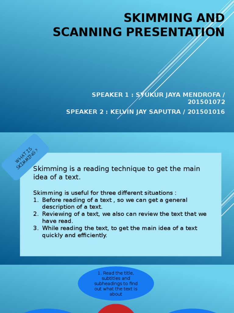 Skimming and Scanning Techniques | PDF | Speed Reading | Cognitive Science