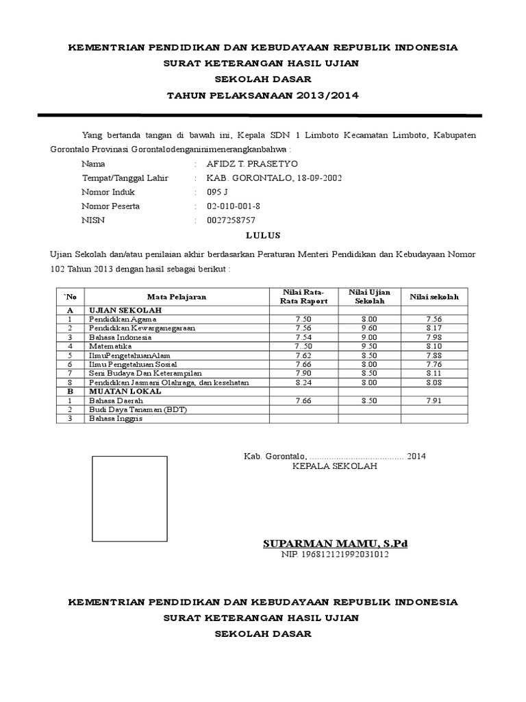 Skhun Kelas Vi Tahun 2014 | PDF