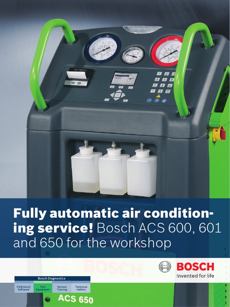 Fully Automatic Air Condition-Ing Service! Bosch ACS 600, 601 | PDF ...