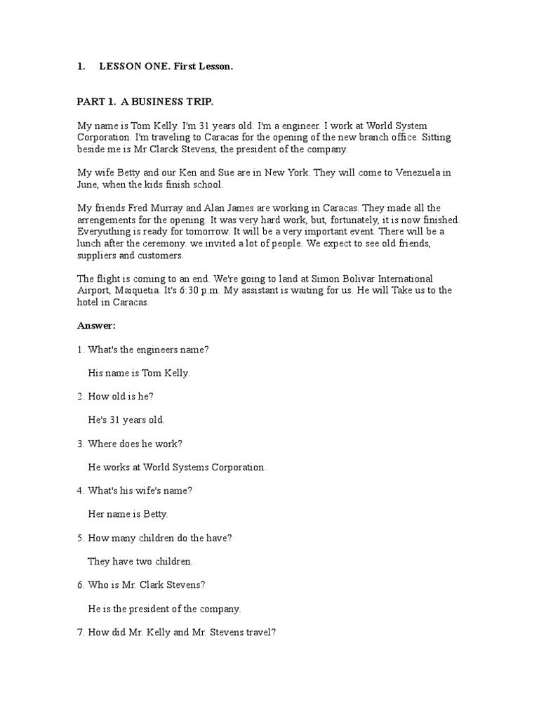 Lesson 1 Book 3 | PDF