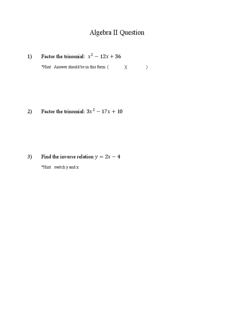 Algebra II Factoring and Inverses Guide | PDF