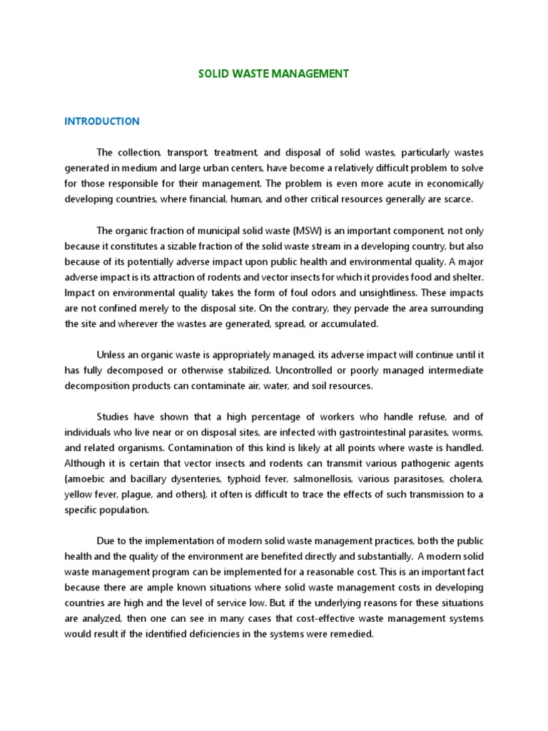 Solid Waste Management Report | PDF | Waste Management | Municipal ...