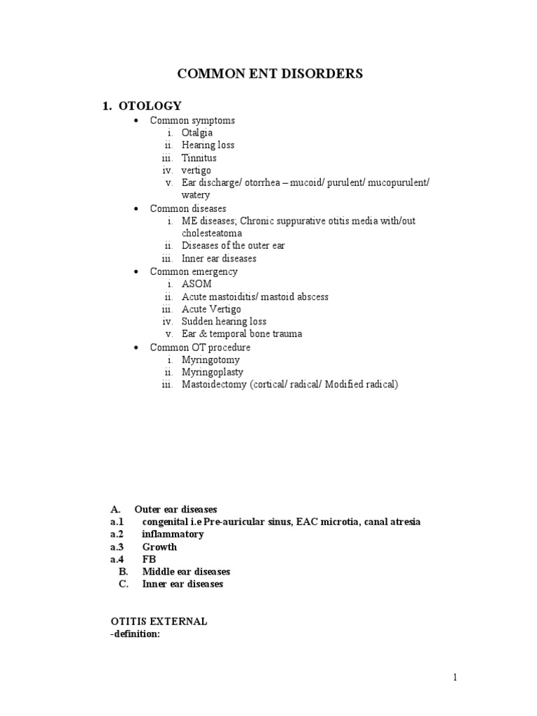 Common ENT Disorders Overview | PDF | Allergy | Human Head And Neck