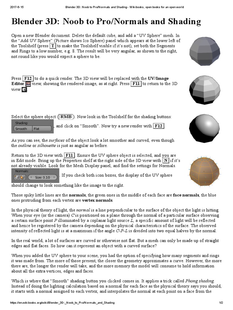 Blender 3D: Noob To Pro/Normals and Shading | PDF | Computer Graphics ...