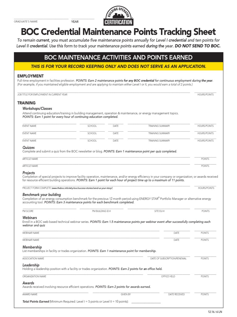 Points Tracking Sheet Form 121616 | PDF | Employment | Energy And Resource