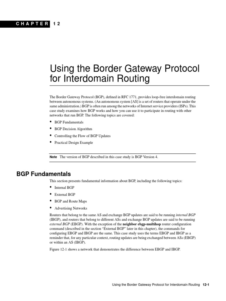 Using The Border Gateway Protocol For Interdomain Routing: BGP Fundamentals | PDF | Router ...