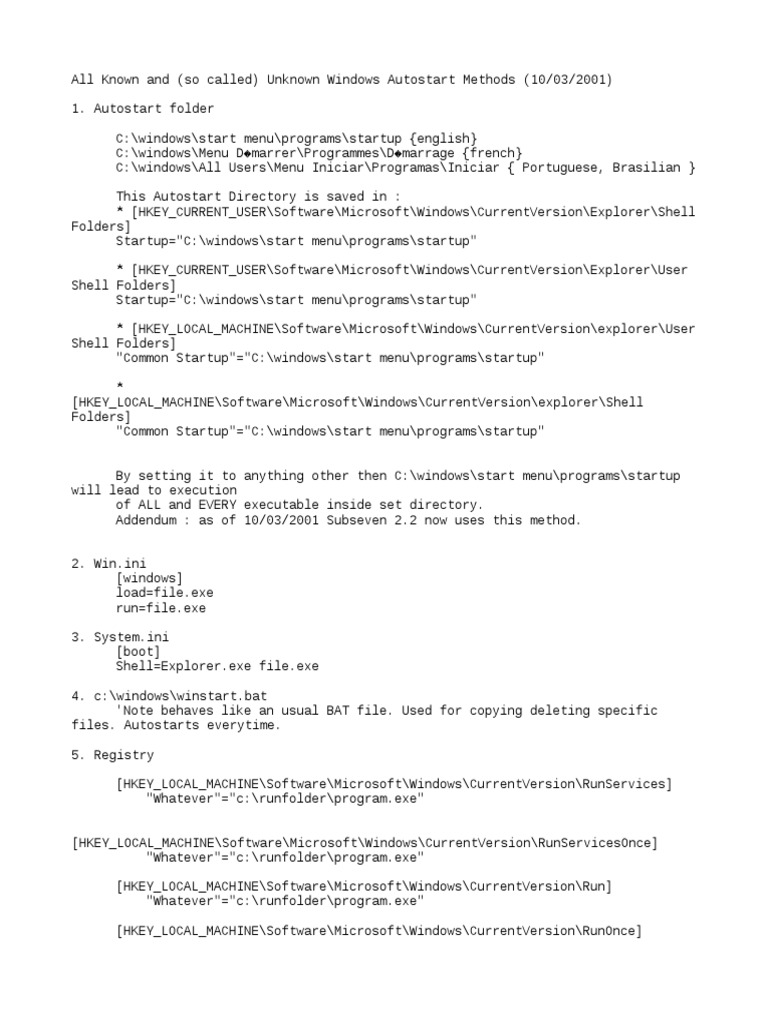 Unknown Windows Autostart Methods | PDF | Windows Registry | Command ...
