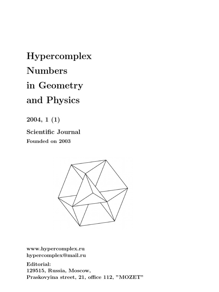 Hyper Complex Numbers in Geometry and Physics | PDF | Euclidean Space | Vector Space