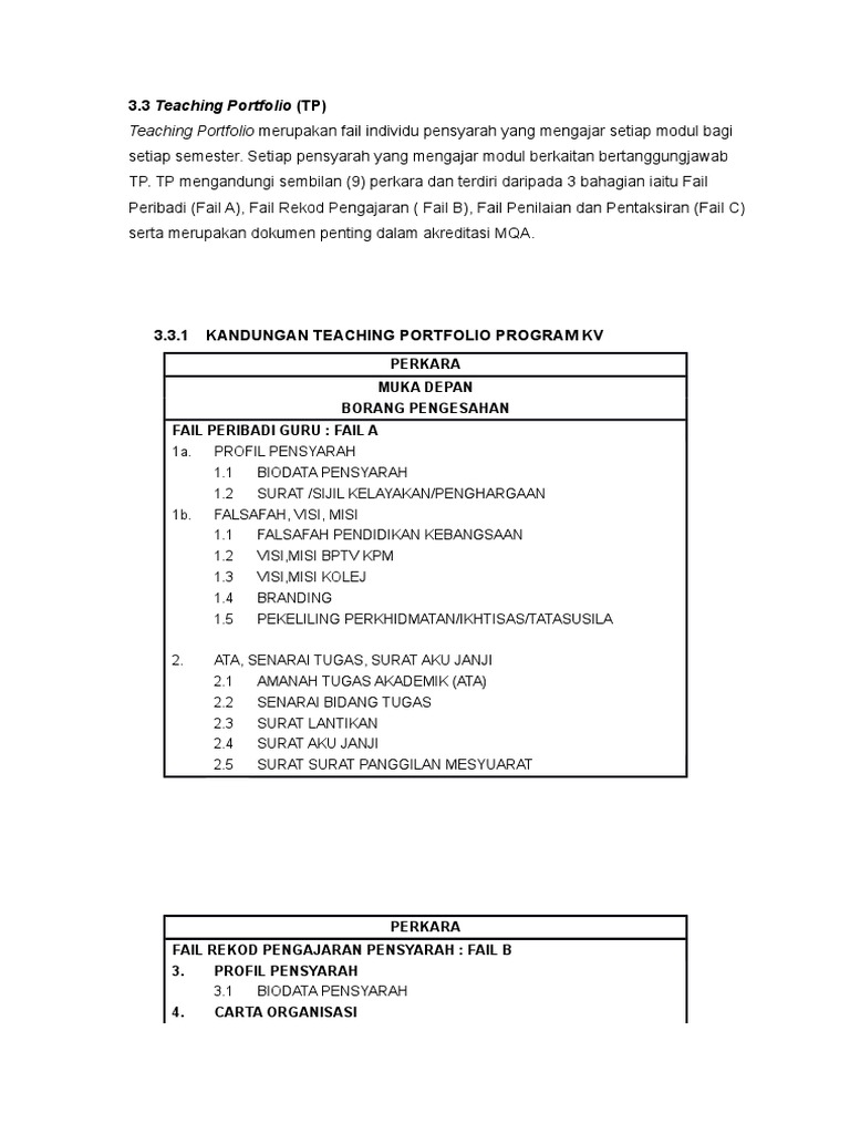 Panduan Teaching Portfolio Pdf