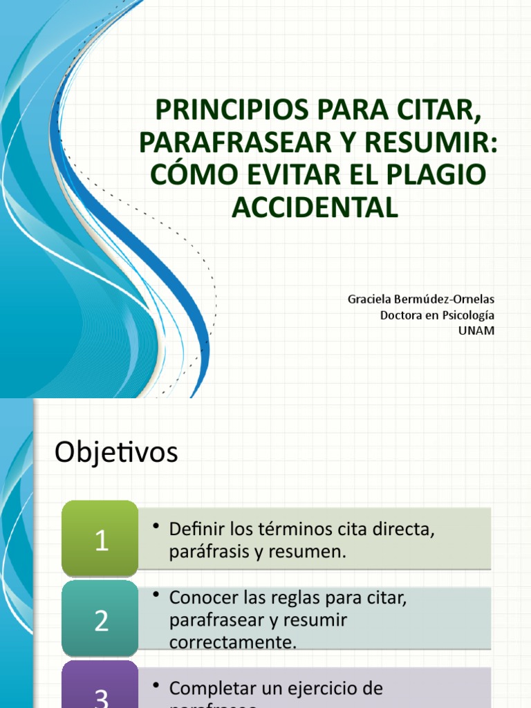 Principios Para Citar, Parafrasear Y Resumir: Cómo Evitar El Plagio ...