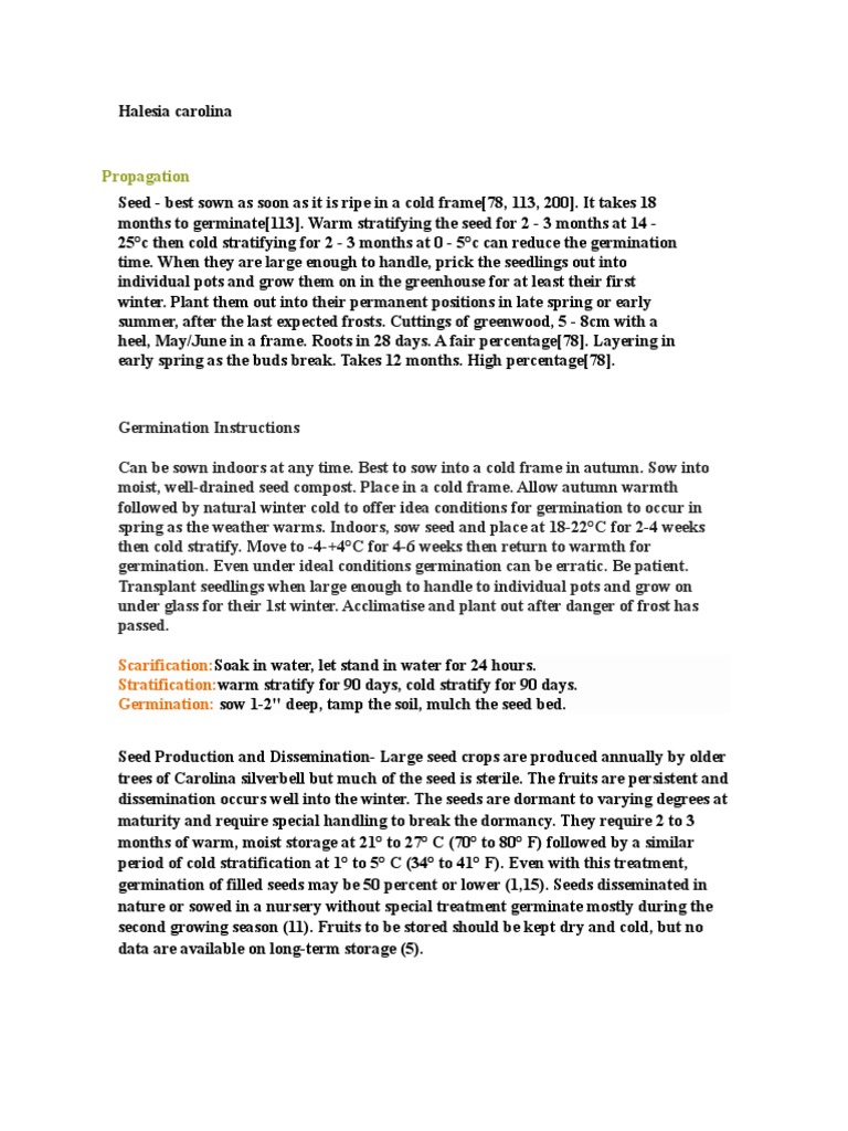 Propagation: Scarification: Stratification: Germination | PDF