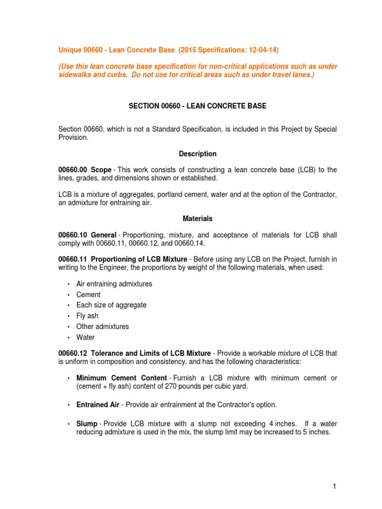 Lean Concrete Base | PDF | Concrete | Structural Engineering