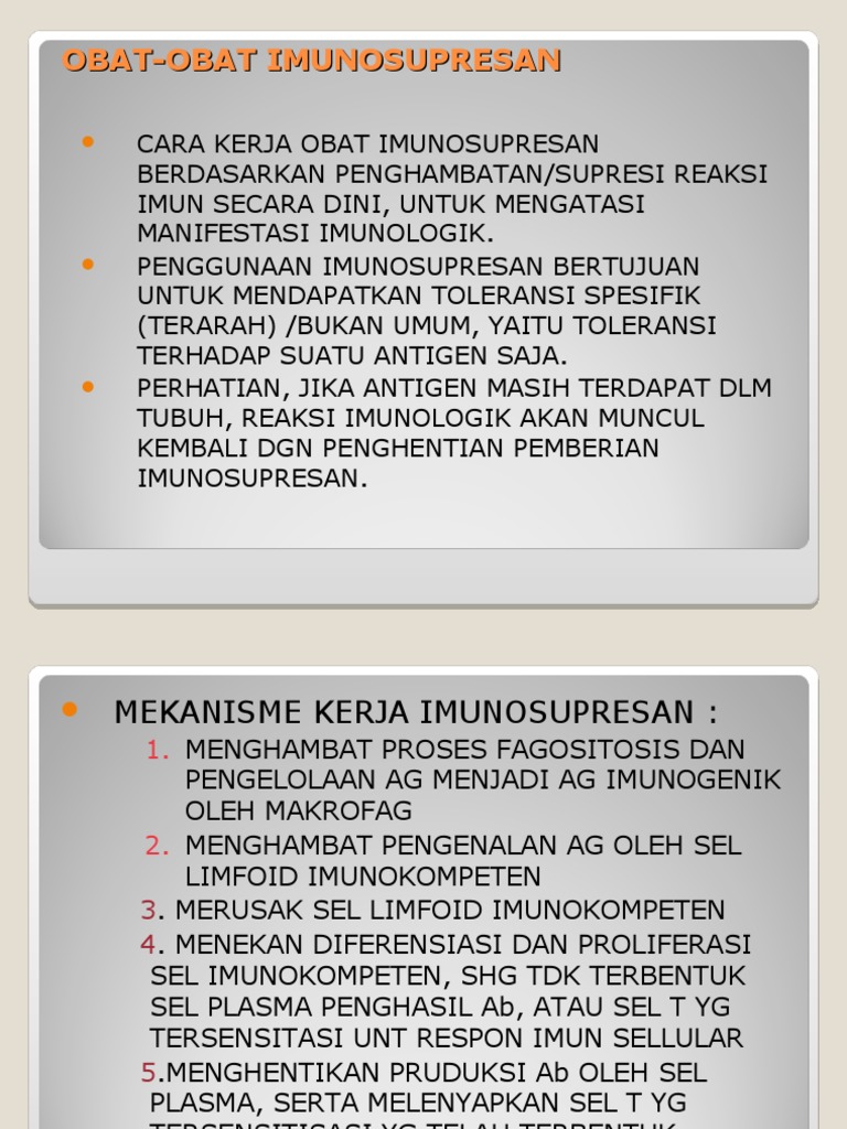 Mekanisme dan Contoh Obat Imunosupresan | PDF