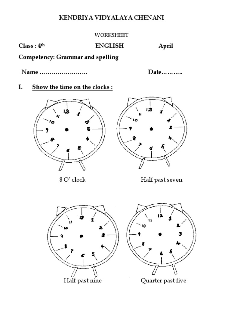 Kendriya Vidyalaya Chenani: Worksheet | PDF