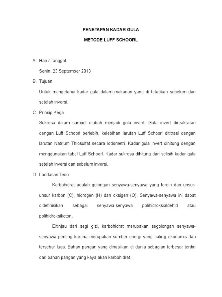 Metode Luff Schoorl untuk Kadar Gula | PDF | Sains & Matematika