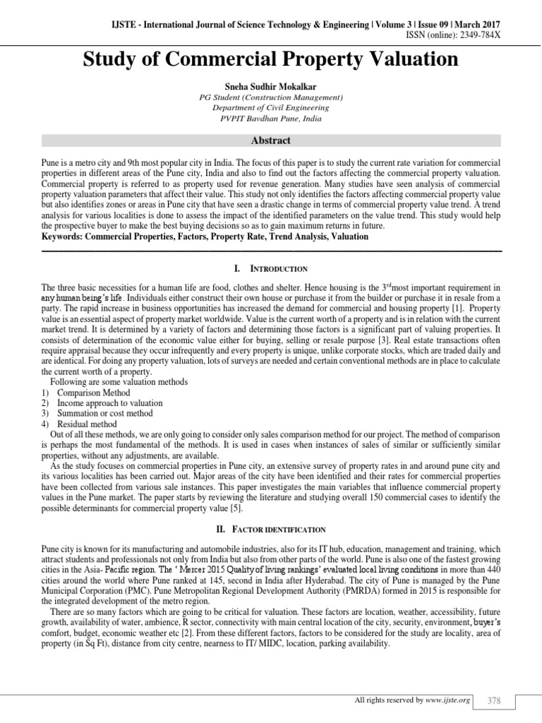 Study of Commercial Property Valuation | PDF | Real Estate Appraisal ...