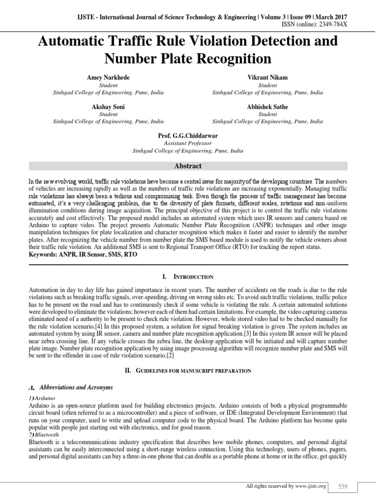 Automatic Traffic Rule Violation Detection and Number Plate Recognition ...