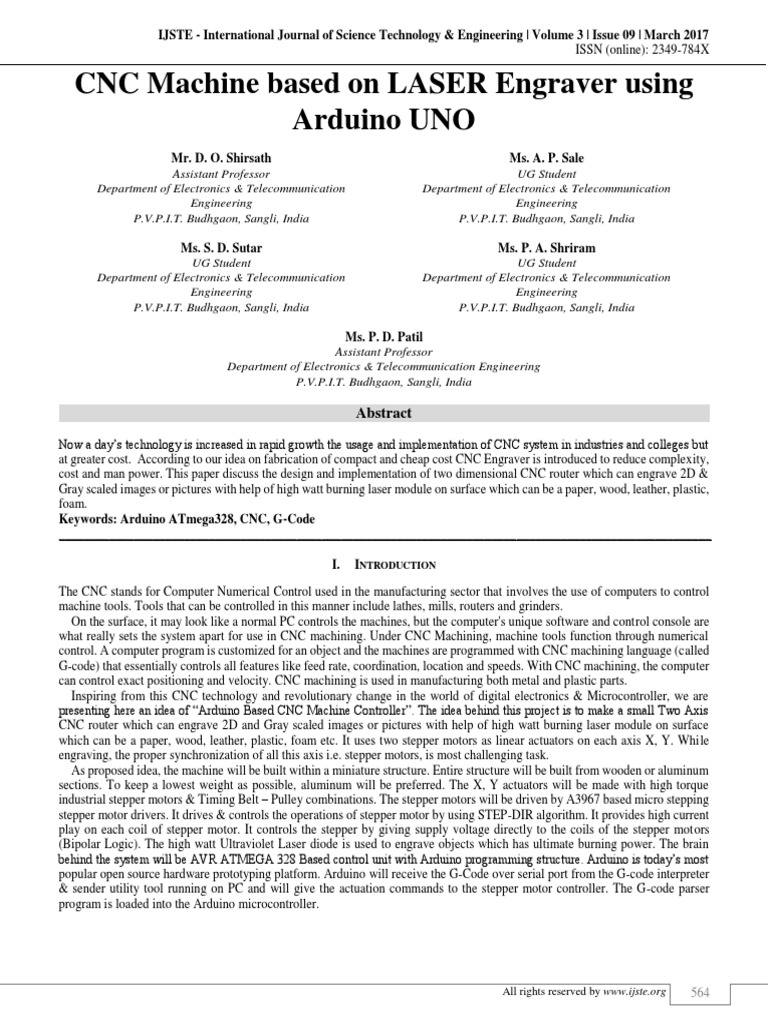 CNC Machine Based On Laser Engraver Using Arduino UNO | PDF | Numerical Control | Arduino
