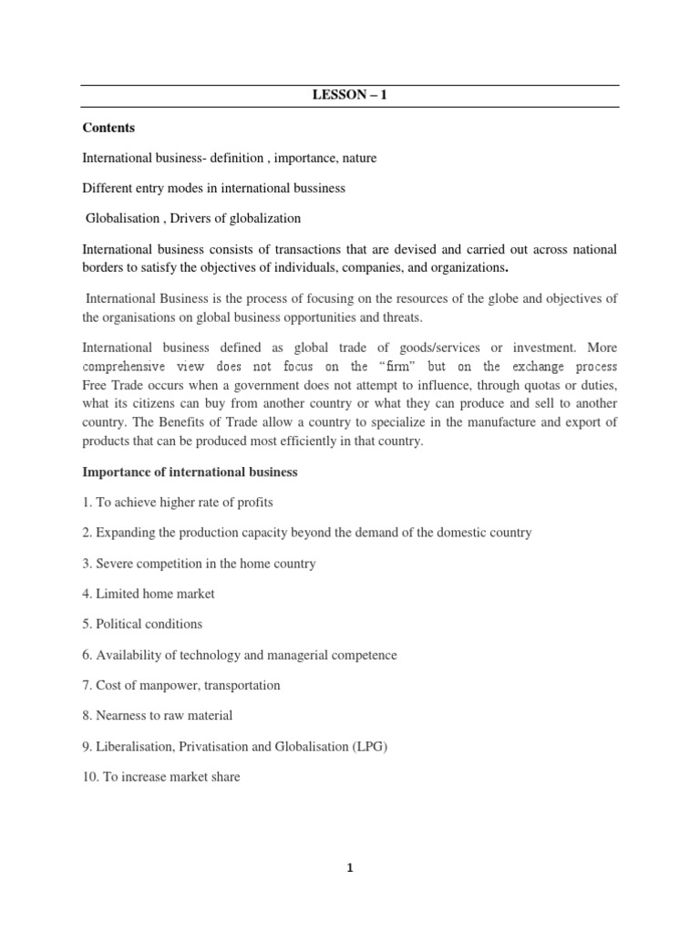 Lesson 1-5 | PDF | International Business | Globalization