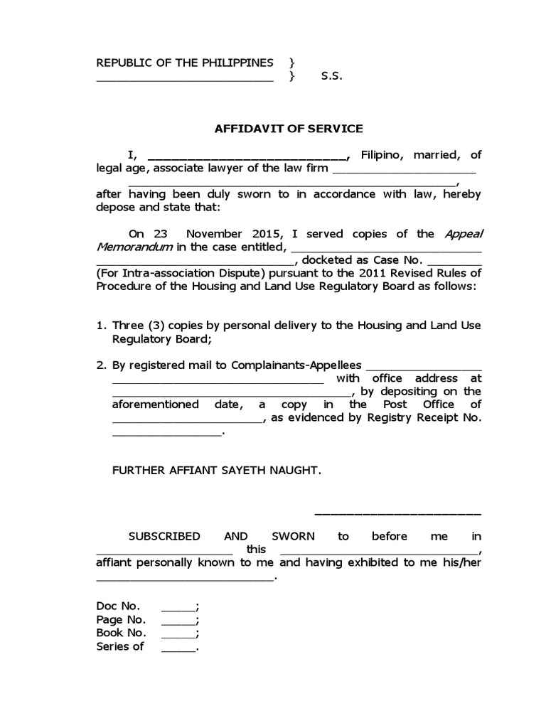 Affidavit of Service | PDF