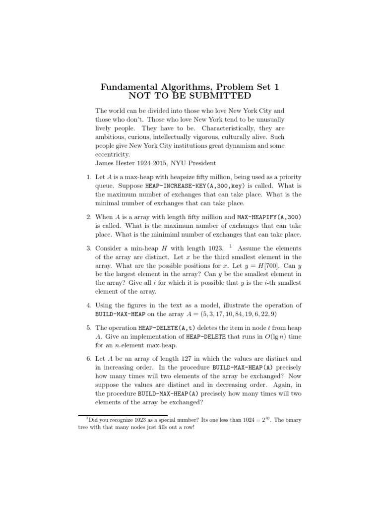 Fundamental Algorithms, Problem Set 1 Not To Be Submitted | PDF