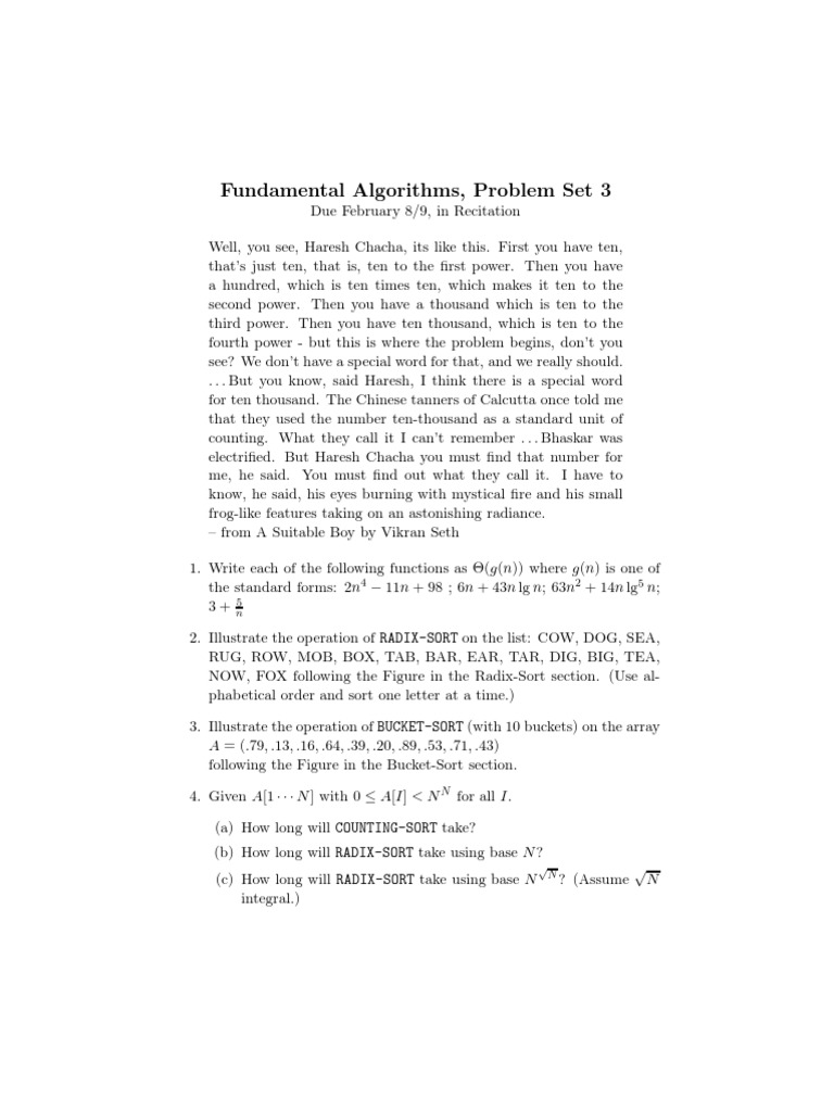 Fundamental Algorithms, Problem Set 3 | PDF | Algorithms And Data ...