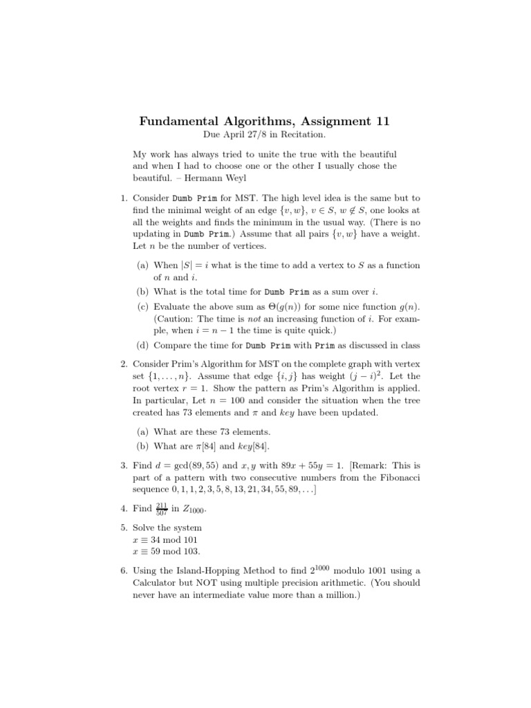 Fundamental Algorithms, Assignment 11 | Download Free PDF | Graph ...