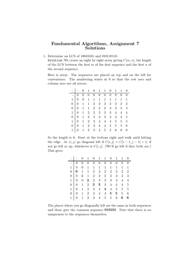 Fundamental Algorithms, Assignment 7 Solutions | PDF | Matrix (Mathematics) | Algorithms
