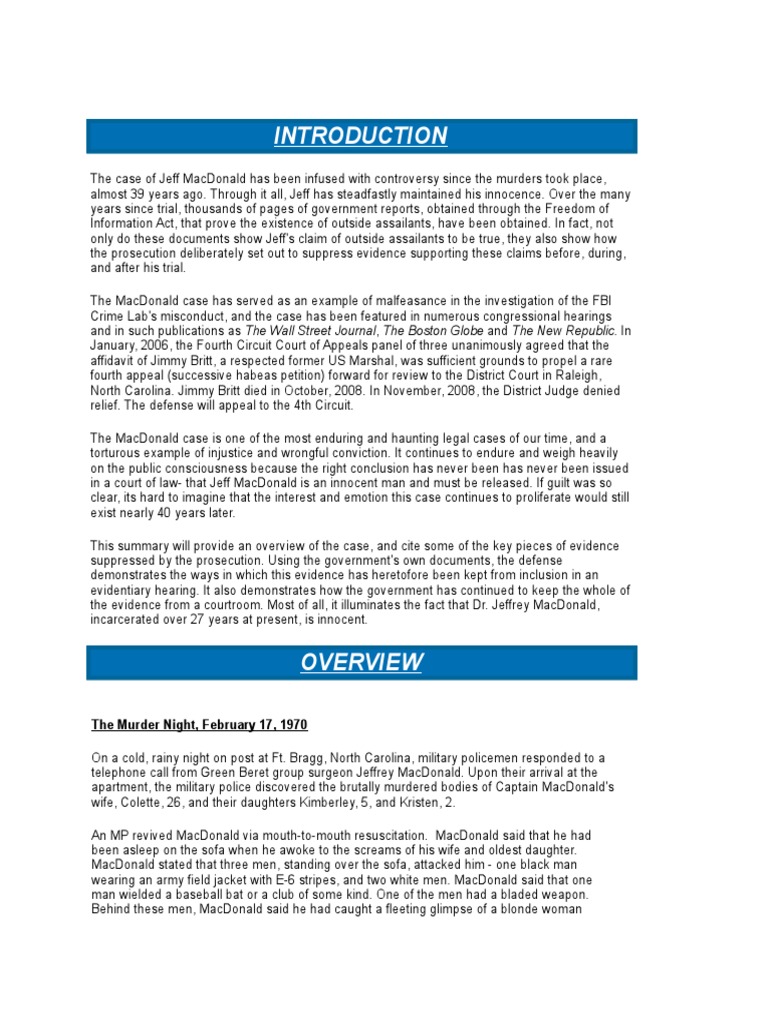 Jeffrey Macdonal's Case | PDF | Jeffrey R. Mac Donald | Prosecutor