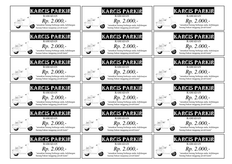 Contoh Karcis Parkir Ramadan | PDF