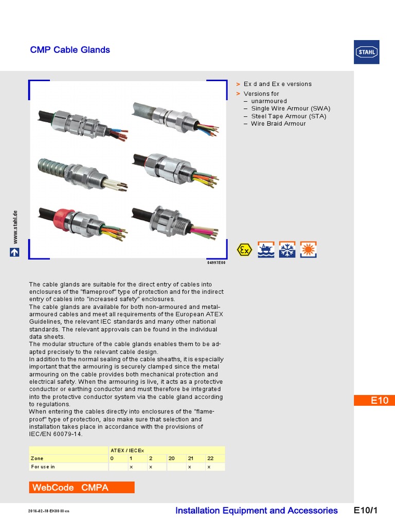 CMP Cable Glands: Webcode Cmpa | PDF | Cable | Electrical Conductor
