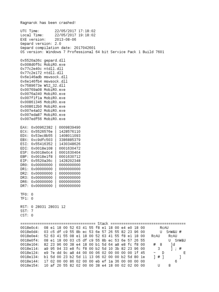 Gepard Crash Log | PDF | Computer Libraries | Microcomputers