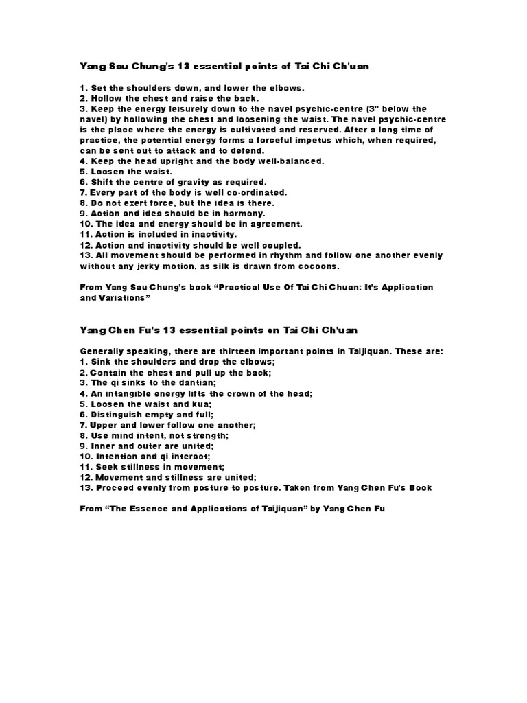 13 Essential Points of Tai Chi Ch'Uan | PDF