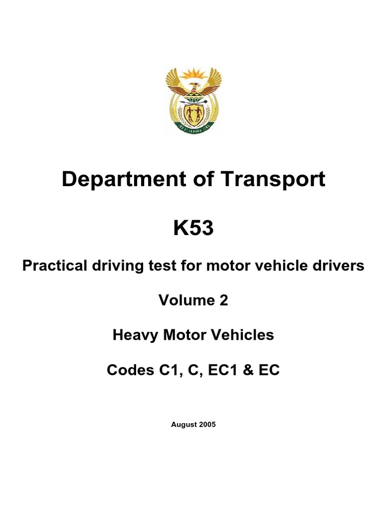 K53 Heavy Motor Vehicles Volume 2 Code C1, C, EC1 EC Part1 PDF | PDF ...