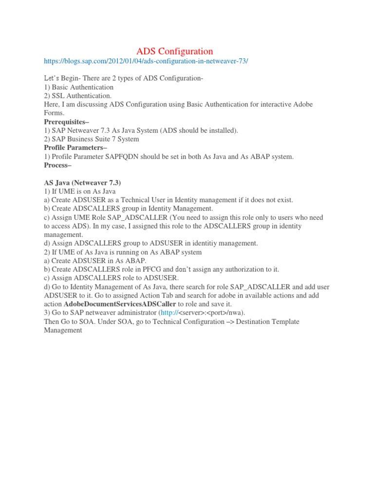 ADS Configuration | PDF | Password | Authentication