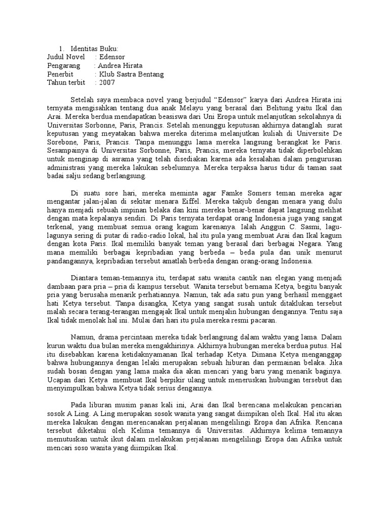 Sinopsis Novel Edensor | PDF