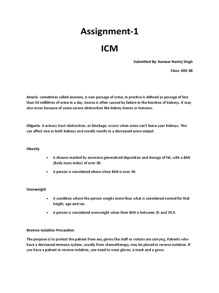 Assignment-1 ICM | PDF | Obesity | Surgery